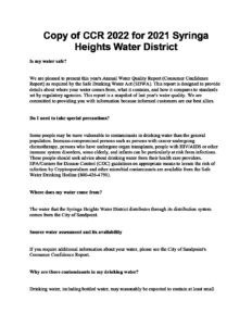 CCR 2022 for 2021.doc - Syringa Water District